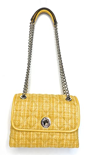 Kate Spade Small Flap Crossbody K6092 Tweed Fabric Cut Mango 800 TOU Yellow