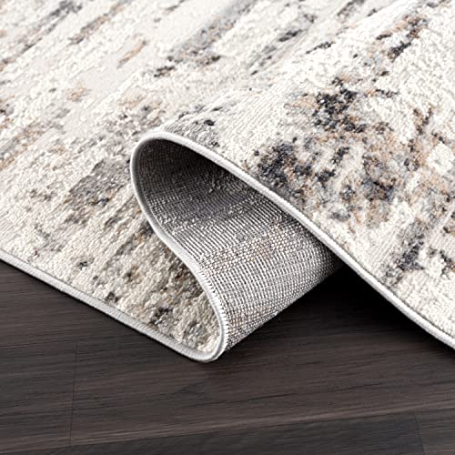 Abani Neutral Beige Rugs 6' x 9' Contemporary Linear Print Bedroom Rug - Modern Brushed Design No-Shedding Premium Area Rug