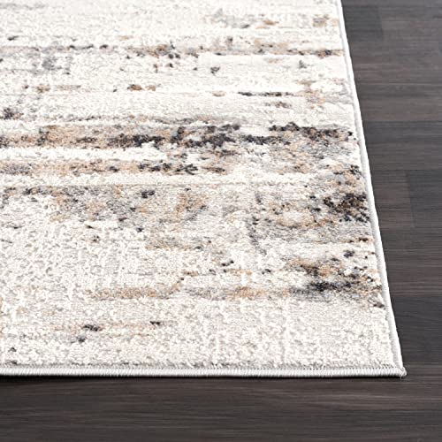 Abani Neutral Beige Rugs 6' x 9' Contemporary Linear Print Bedroom Rug - Modern Brushed Design No-Shedding Premium Area Rug