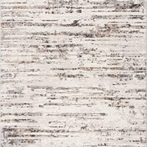 Abani Neutral Beige Rugs 6' x 9' Contemporary Linear Print Bedroom Rug - Modern Brushed Design No-Shedding Premium Area Rug