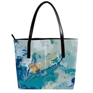 Abstract Painting Leather Tote Shoulder Bag for Women Satchel Handbag