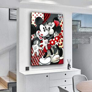 LIINH Mickey and Minnie are Enjoying Each Other's Company Poster Decorative Painting Canvas Wall Art Living Room Posters Bedroom Painting 16x24inch(40x60cm)