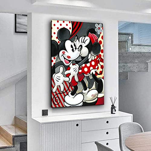 LIINH Mickey and Minnie are Enjoying Each Other's Company Poster Decorative Painting Canvas Wall Art Living Room Posters Bedroom Painting 16x24inch(40x60cm)