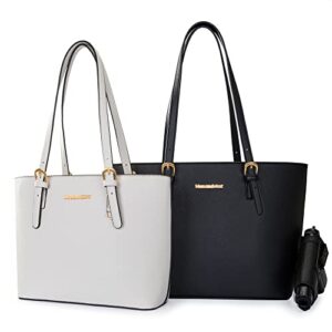 womens purses and handbags for womens tote bag large black and medium beige 2 pcs purse set with holster mwc2-h030bb