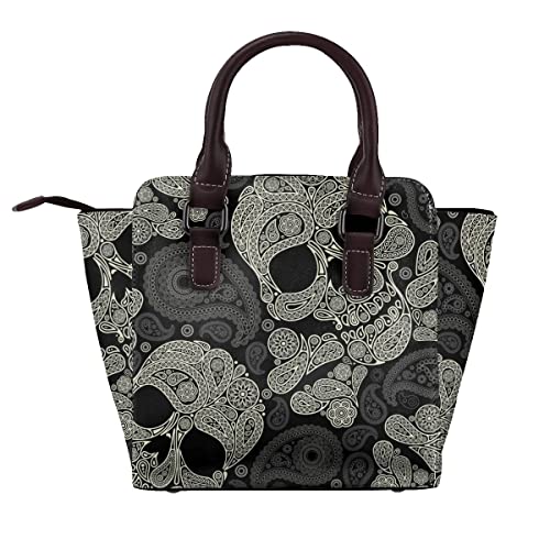 Zoyen Skulls Pattern Shoulder Handbags PU Leather Design Rivet Satchel Tote Clutch Bag For Women