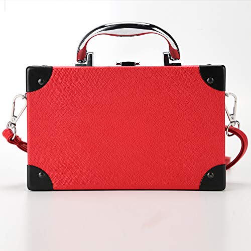 QiMing Vintage Radio Shaped Bag,PU Elegant Evening Crossbody Handbag for Women(Red)