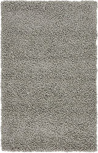 Rugs.com - Über Cozy Solid Shag Collection Rug – 3' 3 x 5' 3 Cloud Gray Shag Rug Perfect for Entryways, Kitchens, Breakfast Nooks, Accent Pieces