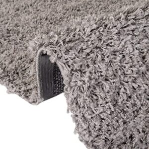 Rugs.com - Über Cozy Solid Shag Collection Rug – 3' 3 x 5' 3 Cloud Gray Shag Rug Perfect for Entryways, Kitchens, Breakfast Nooks, Accent Pieces