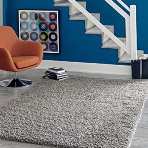 Rugs.com - Über Cozy Solid Shag Collection Rug – 3' 3 x 5' 3 Cloud Gray Shag Rug Perfect for Entryways, Kitchens, Breakfast Nooks, Accent Pieces