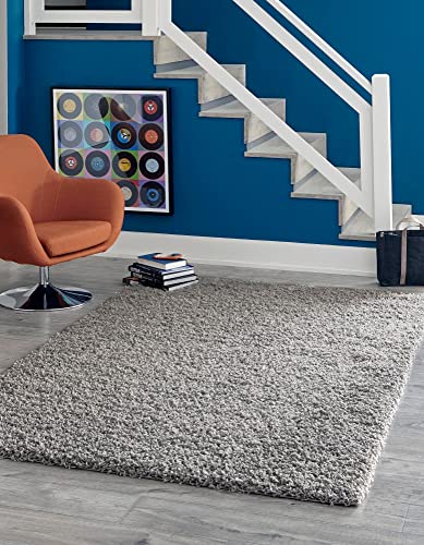 Rugs.com - Über Cozy Solid Shag Collection Rug – 3' 3 x 5' 3 Cloud Gray Shag Rug Perfect for Entryways, Kitchens, Breakfast Nooks, Accent Pieces