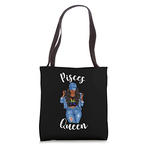 LGBTQ Pisces Queen Black Woman March February Birthday Flag Tote Bag