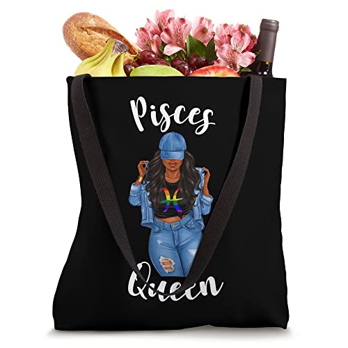 LGBTQ Pisces Queen Black Woman March February Birthday Flag Tote Bag