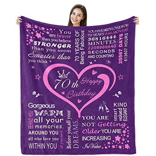 70th Birthday Gifts for Women Blanket 50"x60", 70th Birthday Gifts Ideas Throw Blanket, 1953 Birthday Gifts for Women, 70th Birthday Gifts for Sister Wife Mom Grandma, 70 Year Old Birthday Gift Ideas