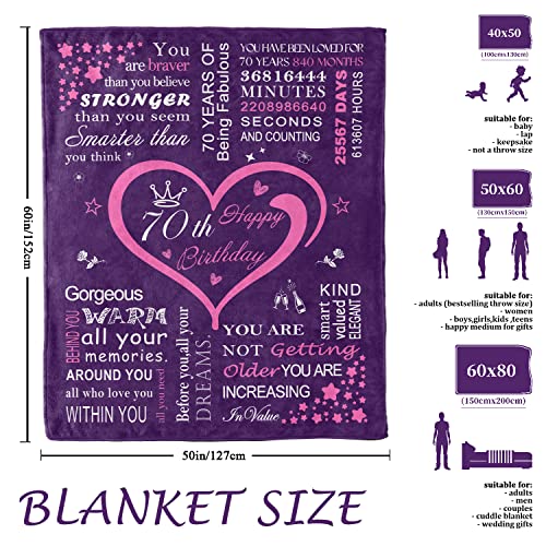 70th Birthday Gifts for Women Blanket 50"x60", 70th Birthday Gifts Ideas Throw Blanket, 1953 Birthday Gifts for Women, 70th Birthday Gifts for Sister Wife Mom Grandma, 70 Year Old Birthday Gift Ideas