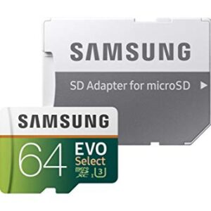 SAMSUNG (MB-ME64GA/AM) 64GB 100MB/s (U3) MicroSDXC EVO Select Memory Card with Full-Size Adapter