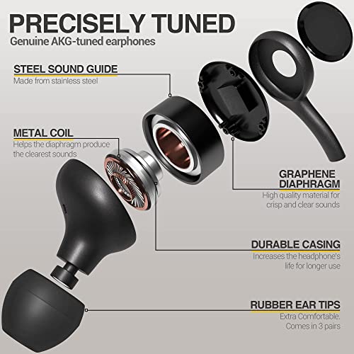 SAMSUNG AKG Earbuds Original USB Type C in-Ear Earbud Headphones with Remote & Mic for Galaxy A53 5G, S22, S21 FE, S20 Ultra, Note 10, Note 10+, S10 Plus - Braided - Includes Velvet Pouch - Black