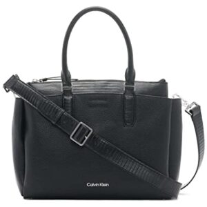 Calvin Klein Rita 2 in 1 Organizaional Satchel, Black/Silver