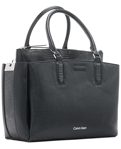 Calvin Klein Rita 2 in 1 Organizaional Satchel, Black/Silver