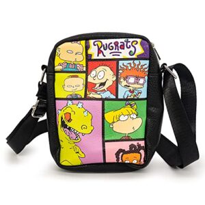 Nickelodeon Bag, Cross Body, Rugrats 7 Character Pose Blocks, Black, Vegan Leather