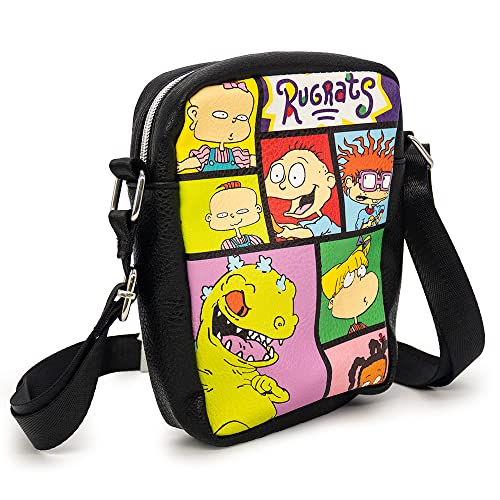 Nickelodeon Bag, Cross Body, Rugrats 7 Character Pose Blocks, Black, Vegan Leather