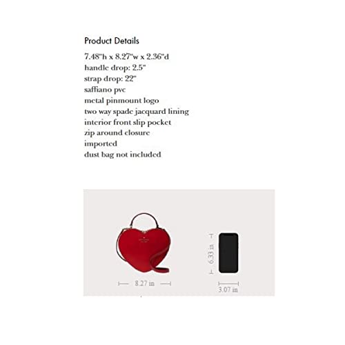 Kate Spade New York Love Shack Heart Purse Crossbody Handbag (Candied Cherry)