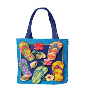 briarwood lane paradise flip flops summer canvas tote bag 14.5″ x 15″