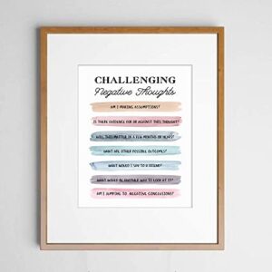 Challenging Negative Thoughts, Cognitive Behavioural Therapy, Counselor Office Decor, Therapist Office Decor, School Psychologist, Counselor Poster, No Framed (11X14 INCH)