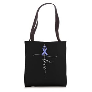 stomach cancer awareness love periwinkle blue ribbon tote bag