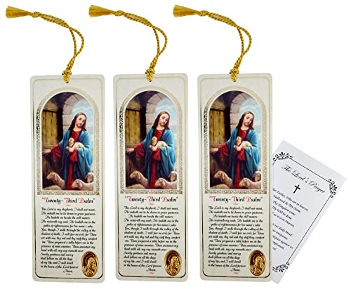 Psalm 23 Bookmark - with The Lord's Prayer | 3 Psalms 23 The Lord is My Shepherd Bookmark, Scripture Prayer Card Set | Total 4 Items