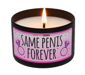 moonlight makers same penis forever candle, beachwood scented handmade candle, natural soy wax candle, 25+ hour burn time, 8oz tin