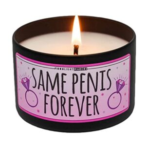 Moonlight Makers Same Penis Forever Candle, Beachwood Scented Handmade Candle, Natural Soy Wax Candle, 25+ Hour Burn Time, 8oz Tin