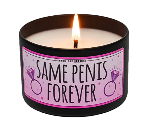 Moonlight Makers Same Penis Forever Candle, Beachwood Scented Handmade Candle, Natural Soy Wax Candle, 25+ Hour Burn Time, 8oz Tin