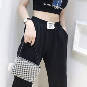 Allsolvable Rhinestone Crossbody Bags Women Blingbling Sparkle Clutch Purse Crystal Clutch Shoulder Handbags Silver