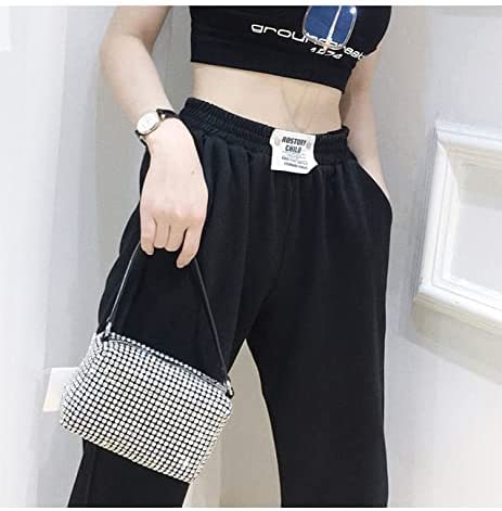 Allsolvable Rhinestone Crossbody Bags Women Blingbling Sparkle Clutch Purse Crystal Clutch Shoulder Handbags Silver