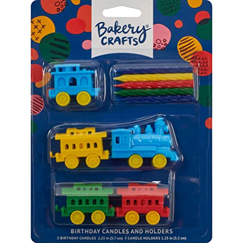 Train Candle Holder Birthday Cake Decorations, 5 Candles Included