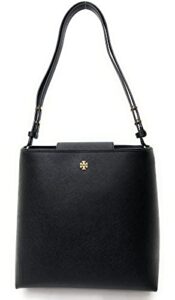 tory burch emerson womens saffiano leather bucket bag (black)