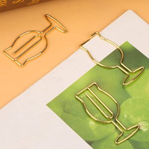 10pcs Gold Paper Clips, Electroplating Metal Goblet Shaped Paper Clip Funny Stationery Bookmark Marking Clip Works as Paper Clips, File Clips, Bookmarks