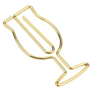 10pcs Gold Paper Clips, Electroplating Metal Goblet Shaped Paper Clip Funny Stationery Bookmark Marking Clip Works as Paper Clips, File Clips, Bookmarks