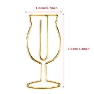 10pcs Gold Paper Clips, Electroplating Metal Goblet Shaped Paper Clip Funny Stationery Bookmark Marking Clip Works as Paper Clips, File Clips, Bookmarks