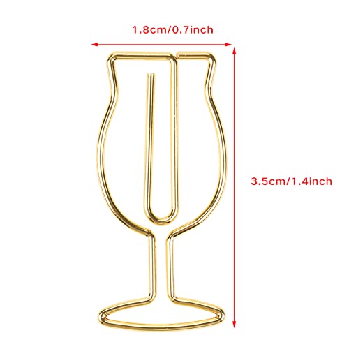 10pcs Gold Paper Clips, Electroplating Metal Goblet Shaped Paper Clip Funny Stationery Bookmark Marking Clip Works as Paper Clips, File Clips, Bookmarks