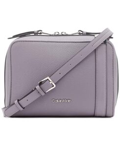 calvin klein collette top zip crossbody, grey ridge