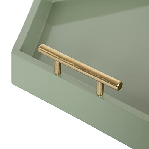 Kate and Laurel Lipton Modern Hexagon Tray, 18 x 18, Sage Green with Gold Handles, Midcentury Decorative Serving Tray for Storage and Display in Living Room Decor Scheme