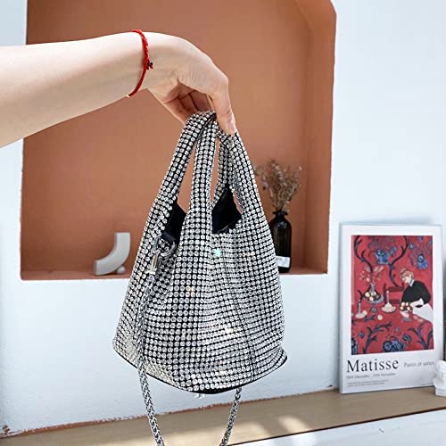 Denhuaki Handle Full Rhinestone Evening Clutch Bag for Women Shinny Bling crystal shoulder bag Purse Handbag Party Wedding Crossbody Bag