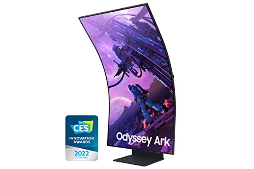 SAMSUNG Odyssey Ark 55-Inch Curved Gaming Screen, 4K UHD 165Hz 1ms (GTG) Quantum Mini-LED Gamer Monitor w/Cockpit Mode, Sound Dome Technology, Multi View, HDR10+ (S55BG970NN) 2022