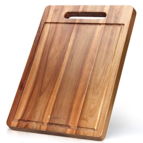 Decorative Acacia Wood Cutting Board with Handle Fruit Charcuterie Board Meat Butcher Block Wooden Chopping Blocks Carving Serving Board Small Kitchen Cutting Boards