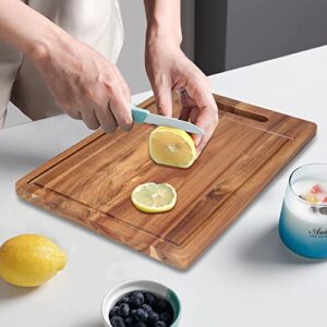 Decorative Acacia Wood Cutting Board with Handle Fruit Charcuterie Board Meat Butcher Block Wooden Chopping Blocks Carving Serving Board Small Kitchen Cutting Boards