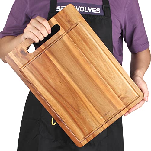 Decorative Acacia Wood Cutting Board with Handle Fruit Charcuterie Board Meat Butcher Block Wooden Chopping Blocks Carving Serving Board Small Kitchen Cutting Boards