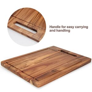 Decorative Acacia Wood Cutting Board with Handle Fruit Charcuterie Board Meat Butcher Block Wooden Chopping Blocks Carving Serving Board Small Kitchen Cutting Boards