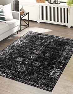 rugs.com monte carlo collection rug – 5′ x 8′ black medium rug perfect for living rooms, large dining rooms, 5 x 8 feet