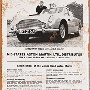 8 x 12 Metal Sign - 1966 James Bond Aston Martin - Vintage Look